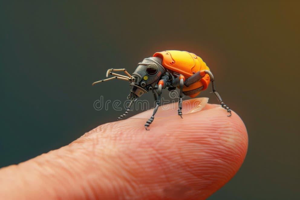 Robotic Insect on Human Fingertip Showcasing Microengineering and ...