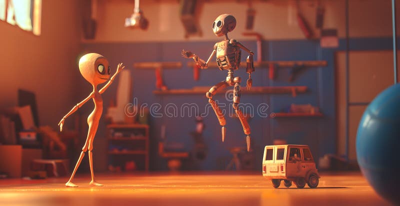 Robotic Interaction Workshop Animation Indoor Setting Eye-level View ...