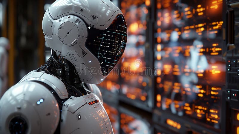 Robotic Interface: Android Engages with Hologram in Captivating Digital ...