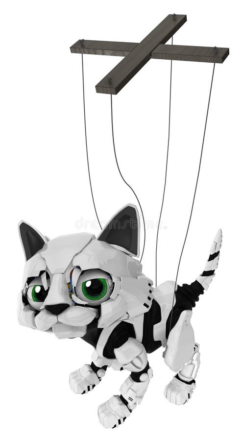 Robotic Kitten, Puppet Control Stock Illustration - Illustration of ...