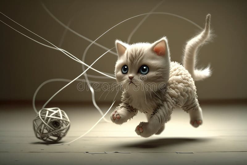 Robotic Kitten Running after Ball of String, with Its Robotic Tail ...