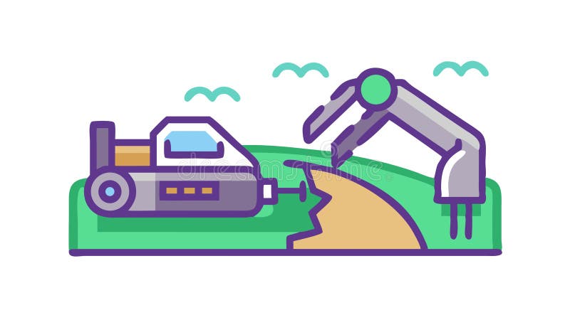 Robotic Land Development: Automated Construction Icon, Vector Design ...