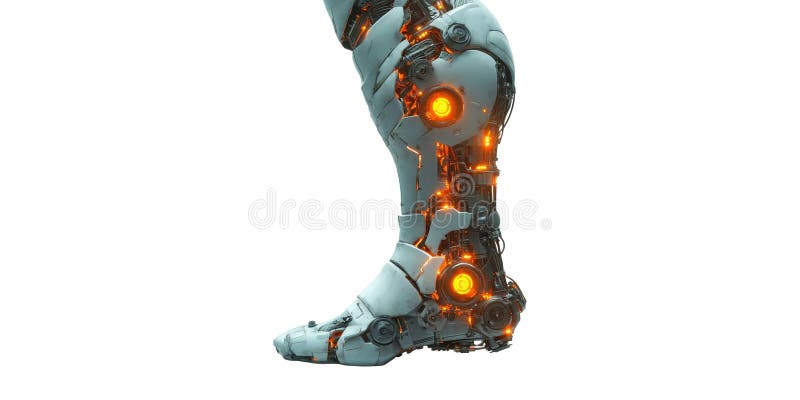 Robotic Leg with Glowing Joints Isolated on Transparent Background ...