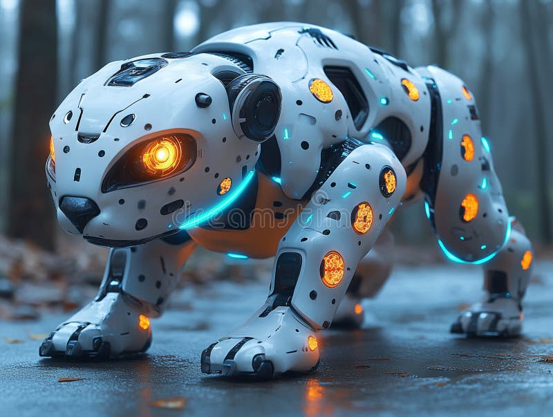 Robotic Leopard in Sci-Fi City. Generative AI Stock Photo - Image of ...
