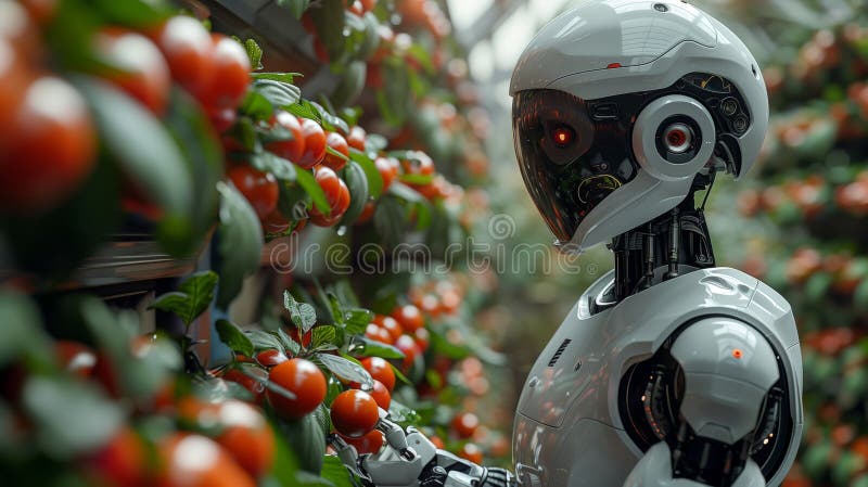 Robot Harvesting Tomatoes in Greenhouse Stock Image - Image of smart ...