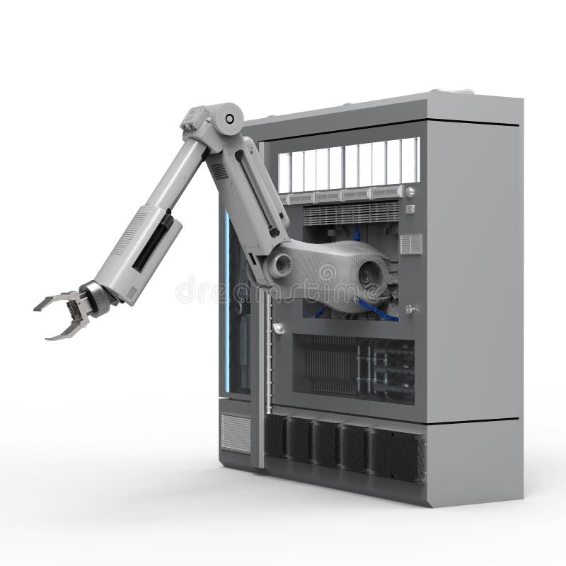 Robotic Machine on White Background Stock Illustration - Illustration ...