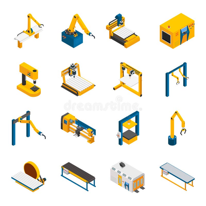 Robotic Machinery Icons Set Stock Vector - Illustration of blog, phone ...