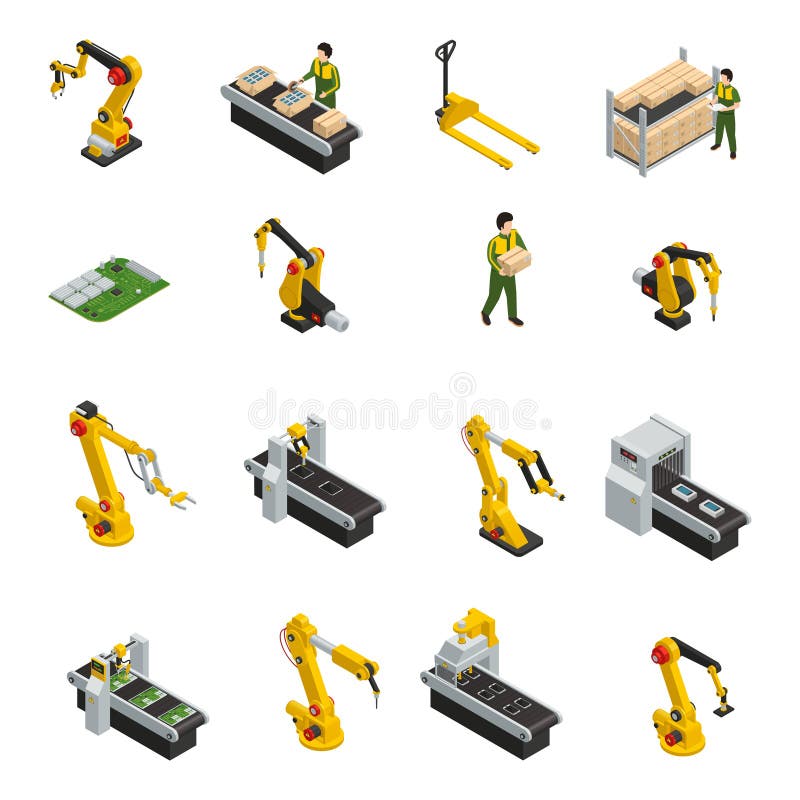 Electronics Factory Isometric Multistory Composition Stock Vector - Illustration of graphic ...