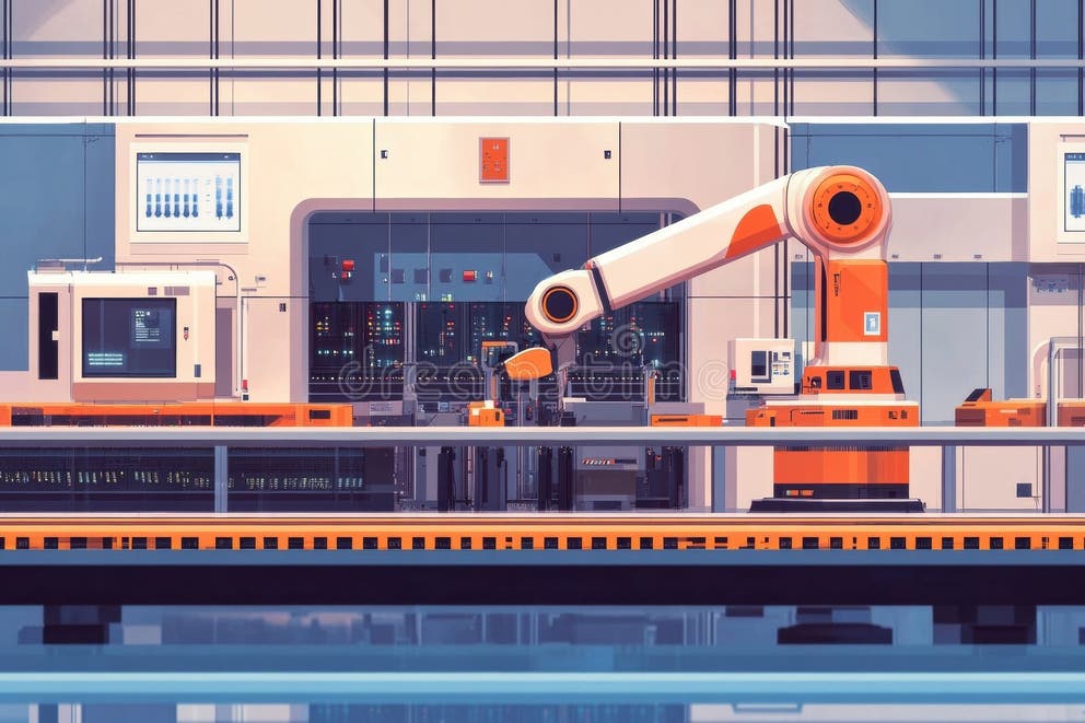 Robotic Machines and AI Streamline Production in an Automated Factory Setup Stock Photo - Image ...