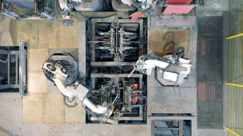 Robotic Machines are Bending and Relocating Copper Plates Stock Footage ...