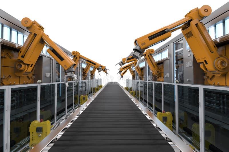 Robotic Arm With Conveyor Line Stock Image - Image of machine, remote ...