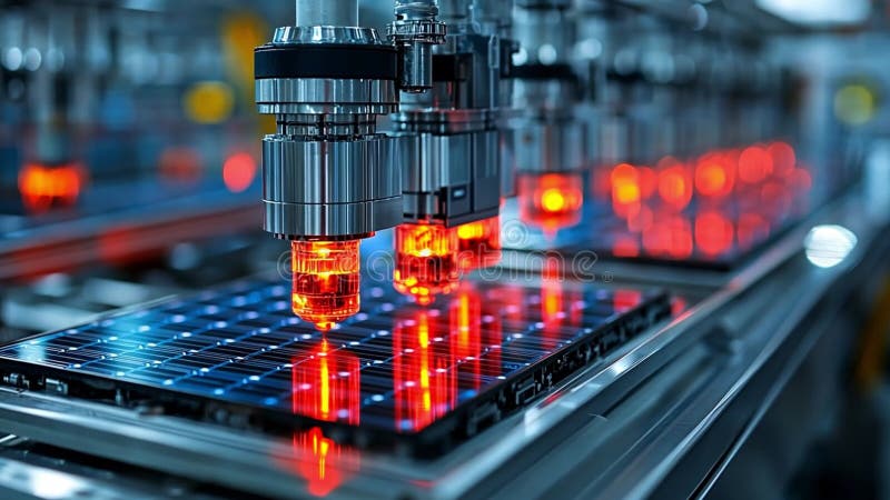 Advanced Robotics Assembling Solar Panels in a High-tech Factory at ...