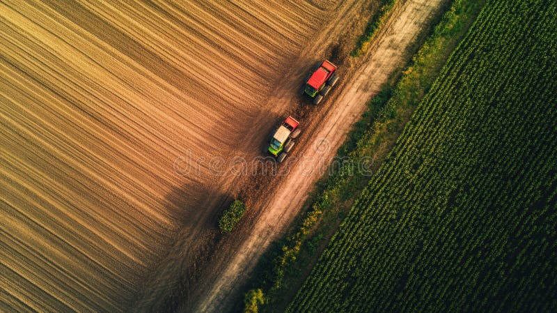 Robotic Machines Work in Harmony on a Farm, Planting and Harvesting ...