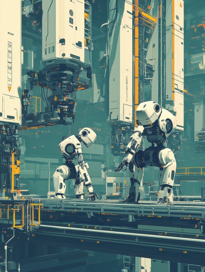 Robotic Machines Working Efficiently in an Automated Factory Setting ...