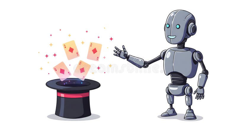 Robotic Magician S Ace Trick Stock Illustration - Illustration of ...