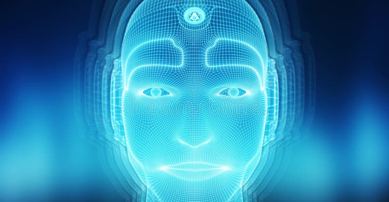 Robotic Man Cyborg Face Representing Artificial Intelligence 3D ...