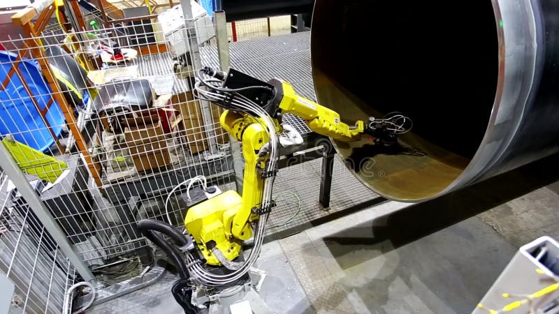 Robotic Mark System Marking Pipe in Factory Stock Video - Video of ...