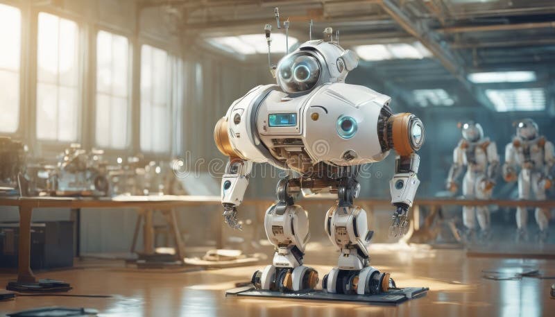 Robotic Mechanic in Sci-Fi Workshop Stock Image - Image of automation ...