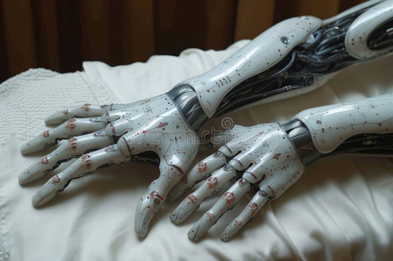 A Robotic Mechanical Arm of a Cyborg. a Cybernetic Organism with ...