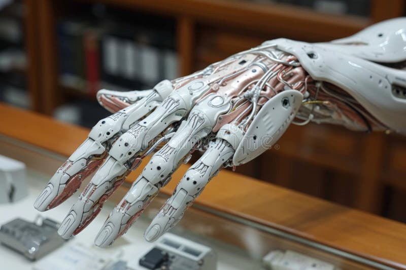A Robotic Mechanical Arm of a Cyborg. a Cybernetic Organism with ...