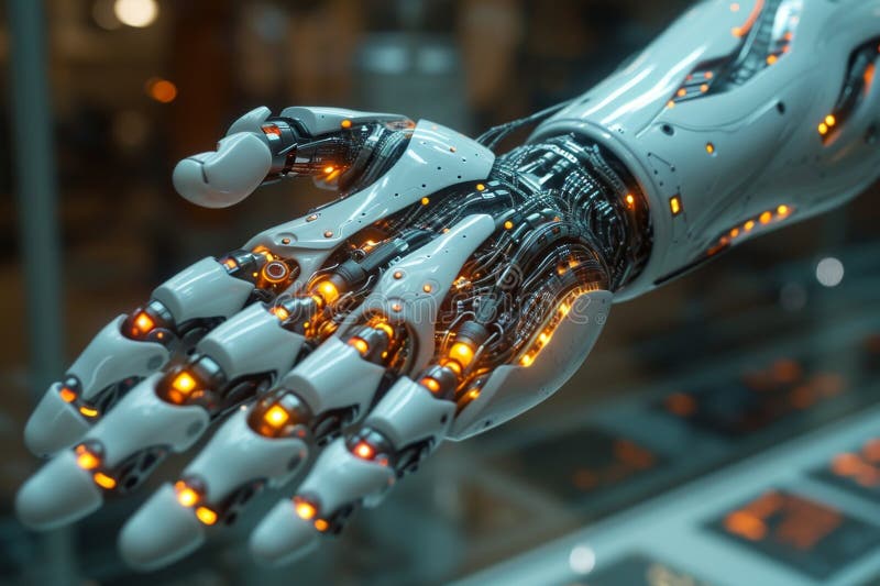 A Robotic Mechanical Arm of a Cyborg. a Cybernetic Organism with ...