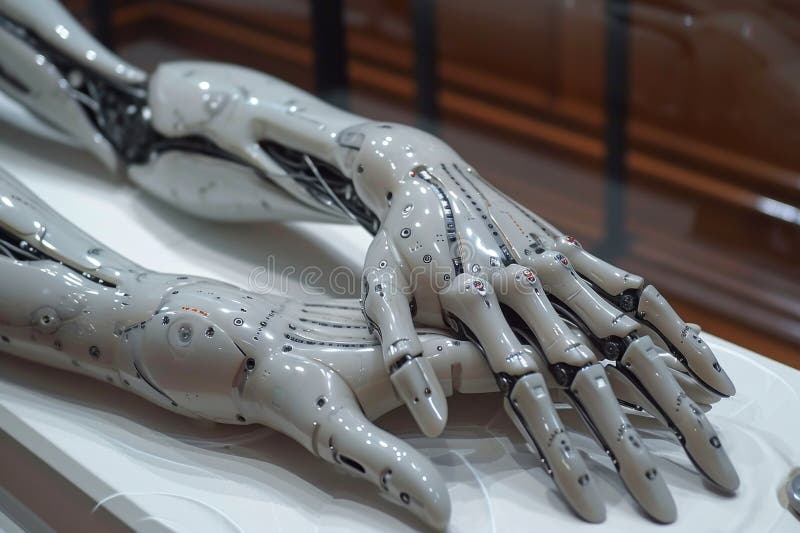 A Robotic Mechanical Arm of a Cyborg. a Cybernetic Organism with ...