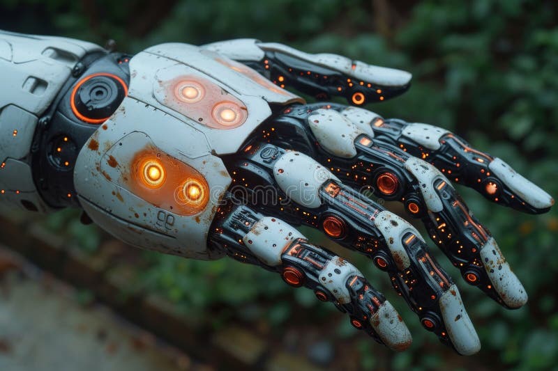 A Robotic Mechanical Arm of a Cyborg. a Cybernetic Organism with ...