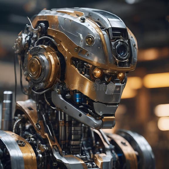 A Robotic Model in Front of a Building and the Words Robot Vision ...