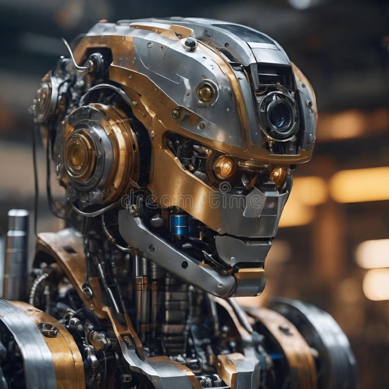 A Robotic Model in Front of a Building and the Words Robot Vision ...