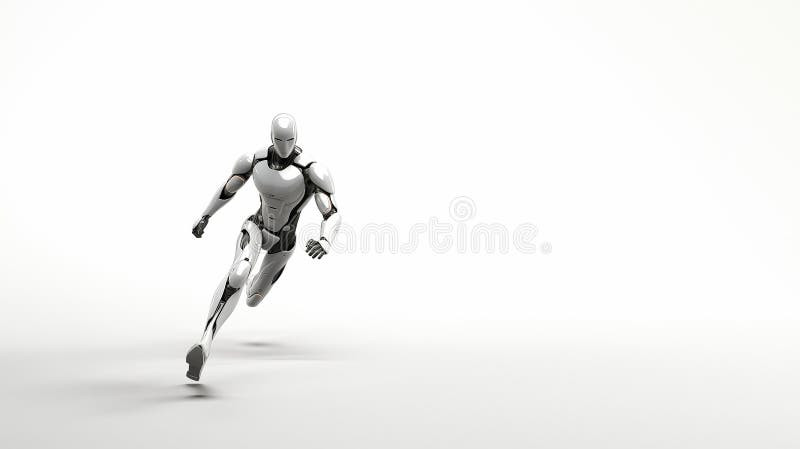 Robotic Movement, AI-Enabled, Stark White Scene Stock Illustration ...