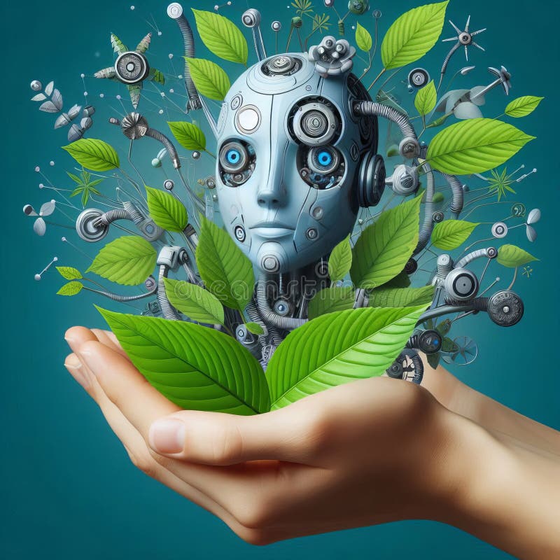 Robotic Nature Combine Natural Elements Like Leaves with Robotic Stock ...