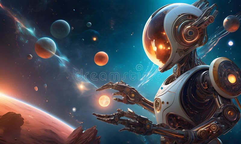 Robotic Overlord Governing the Universe AI Generated Stock Image ...