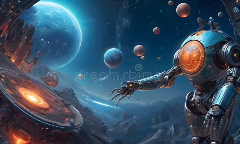 Robotic Overlord Governing the Universe AI Generated Stock Image ...