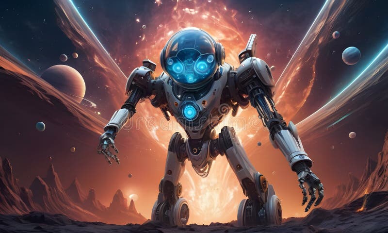 Robotic Overlord Governing the Universe AI Generated Stock Image ...