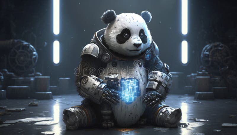 Robotic panda 3d art stock illustration. Illustration of panda - 269988604