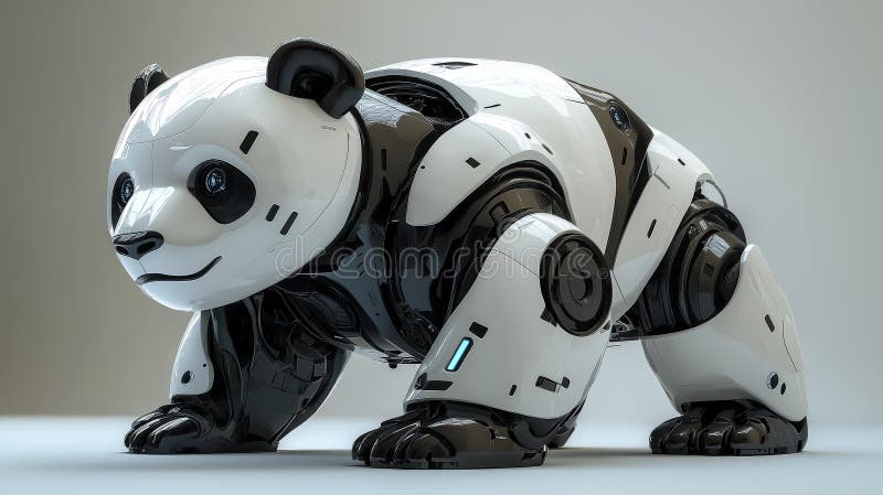Robotic Panda with Futuristic Design Stock Illustration - Illustration ...
