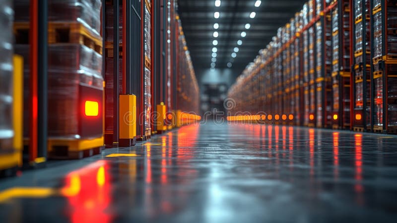 Robotic Picking Warehouse with Automated Systems in Action during ...