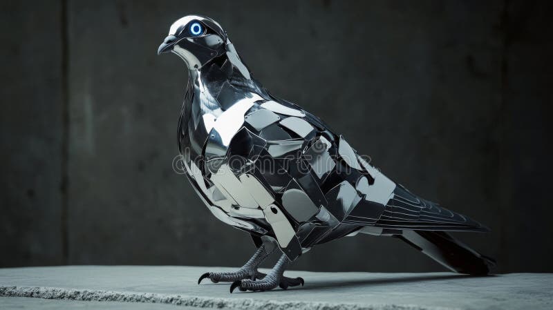 Robotic Pigeon in Dark Setting Stock Illustration - Illustration of ...