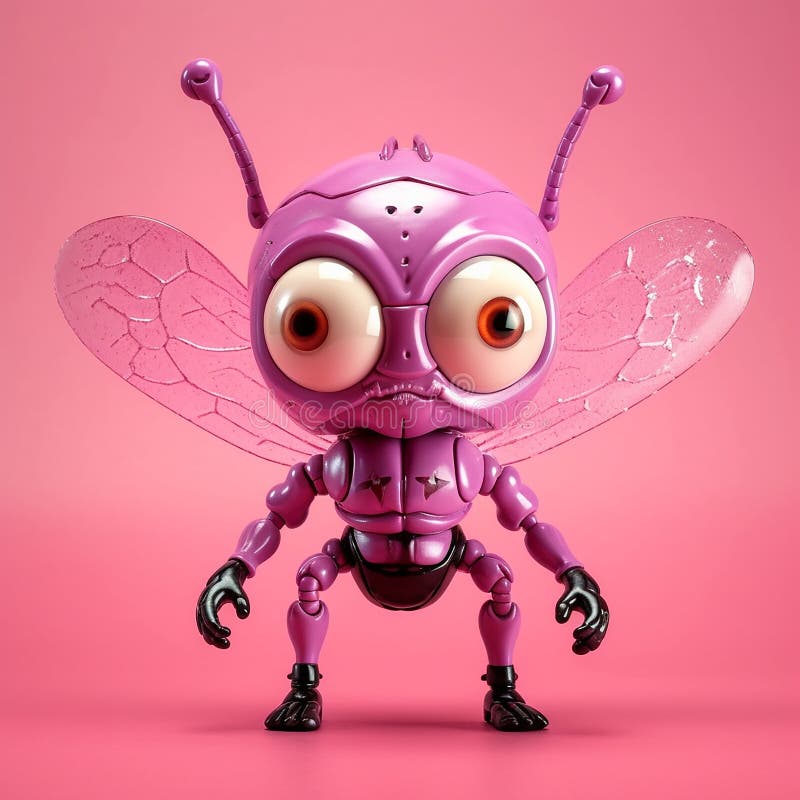 Robotic Pink Buglike Creature, with Pink Gears, Pink Eyes, and Features ...
