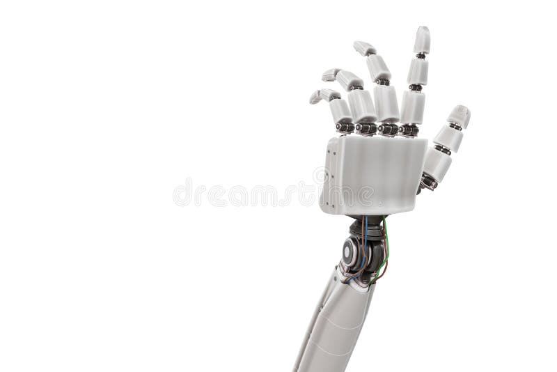 Robotic Plastic Hand on White Background. 3D Rendered Illustration ...