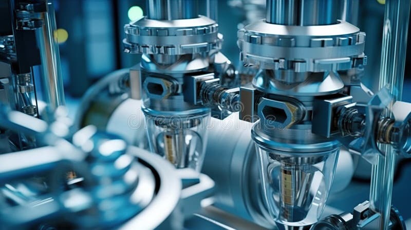 Robotic Pneumatic Piston Sucker Unit on Industrial Machine, Generative ...