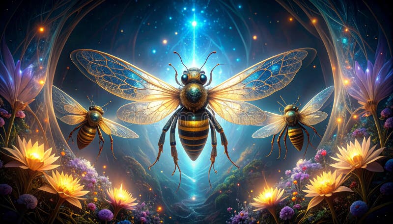 Robotic Pollination Network. Artificial Intelligence Concept. Generated ...