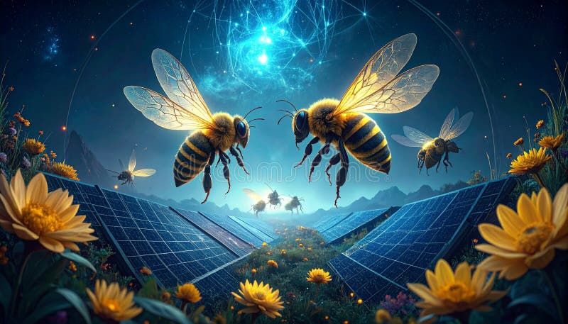 Robotic Pollination Network. Artificial Intelligence Concept. Generated Image Stock Image ...
