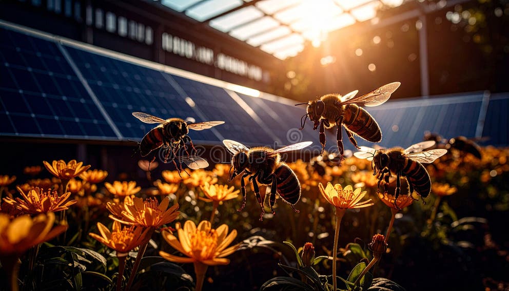 Robotic Pollination Network. Artificial Intelligence Concept. Generated ...