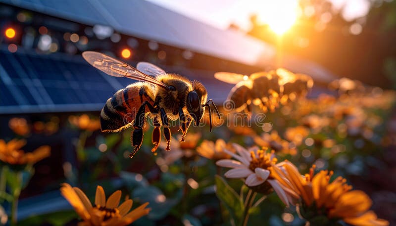 Robotic Pollination Network. Artificial Intelligence Concept. Generated ...
