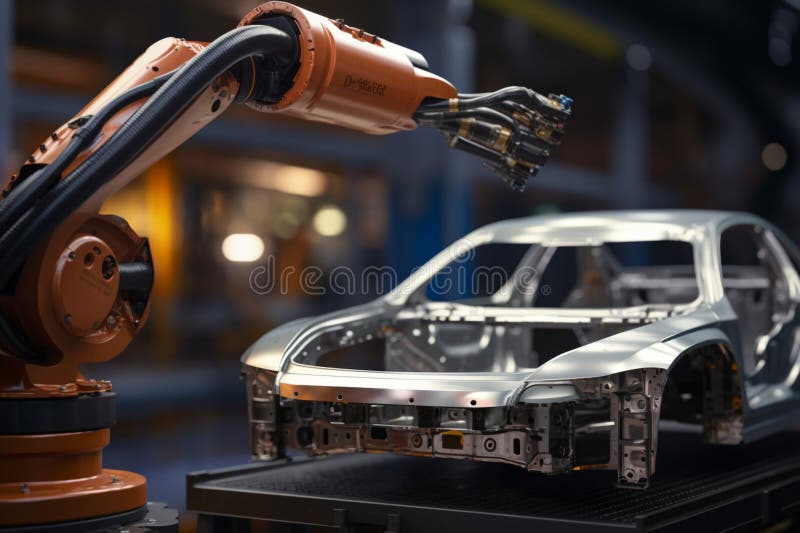 Robotic Precision AI Control Arm in Car Production Service Rendering ...