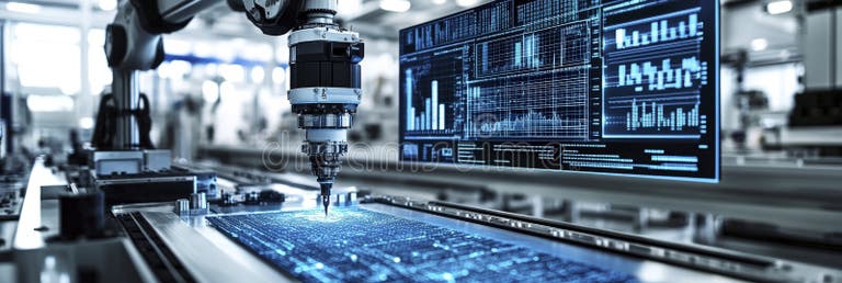 Robotic Precision in Circuitry Assembly Lab Stock Illustration ...