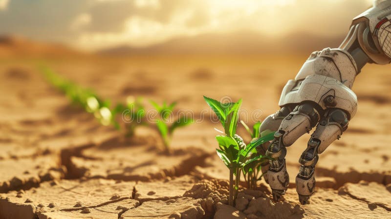 Robotic Precision in Desert Reforestation Stock Image - Image of nature ...