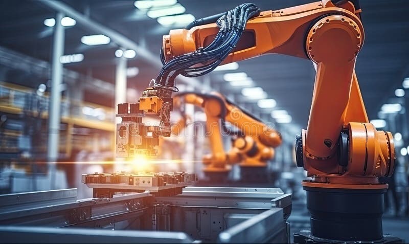 Robotic Precision: a Mechanical Arm in Action Stock Illustration ...