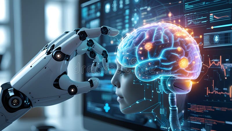 Robotic Precision in Neuroscience Stock Illustration - Illustration of ...